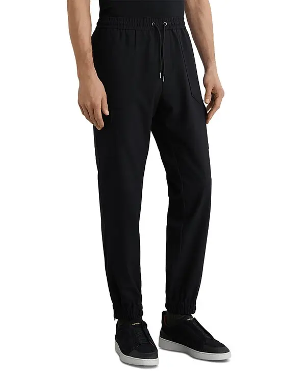 REISS Slim Fit Hidden Cargo Trousers - Navy