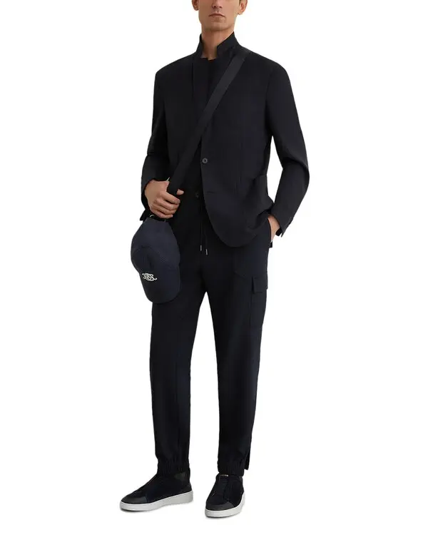 REISS Slim Fit Hidden Cargo Trousers - Navy