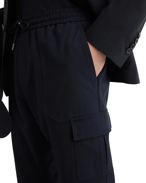 REISS Slim Fit Hidden Cargo Trousers - Navy