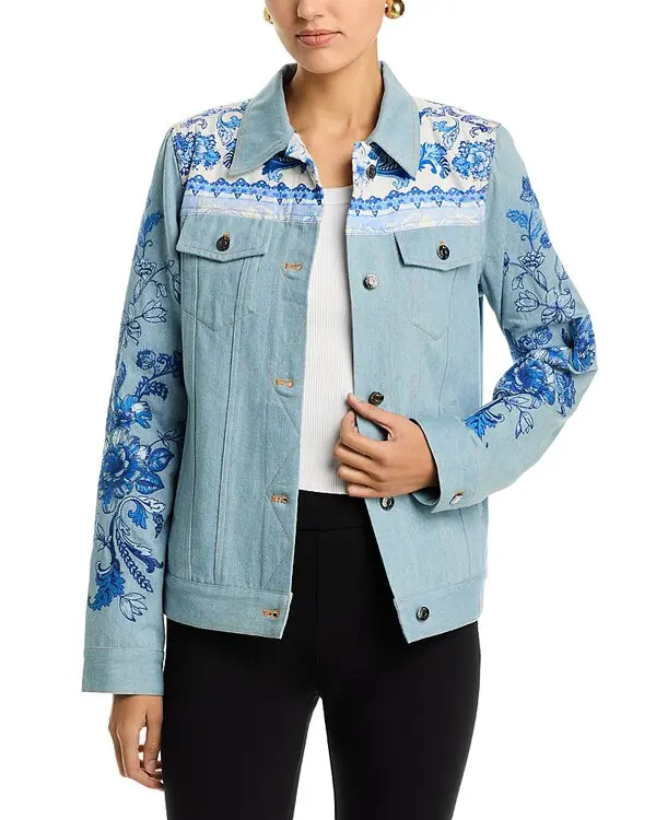 Johnny Was Embroidered Denim Jacket