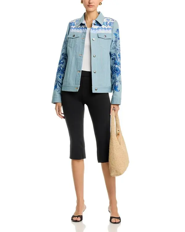 Johnny Was Embroidered Denim Jacket