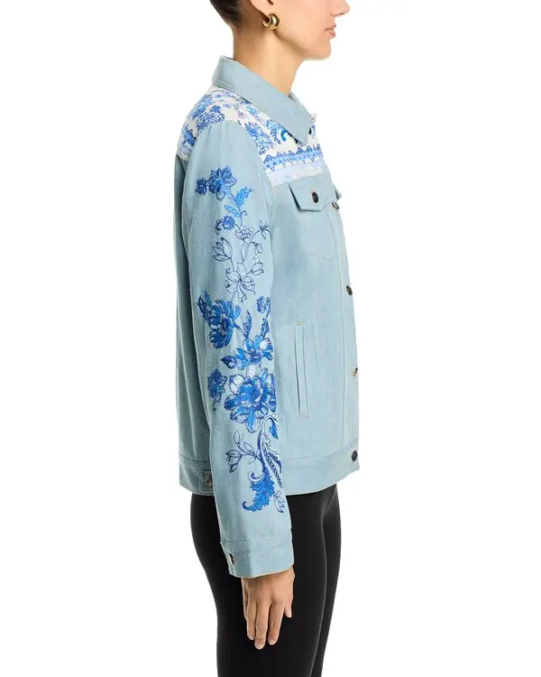 Johnny Was Embroidered Denim Jacket