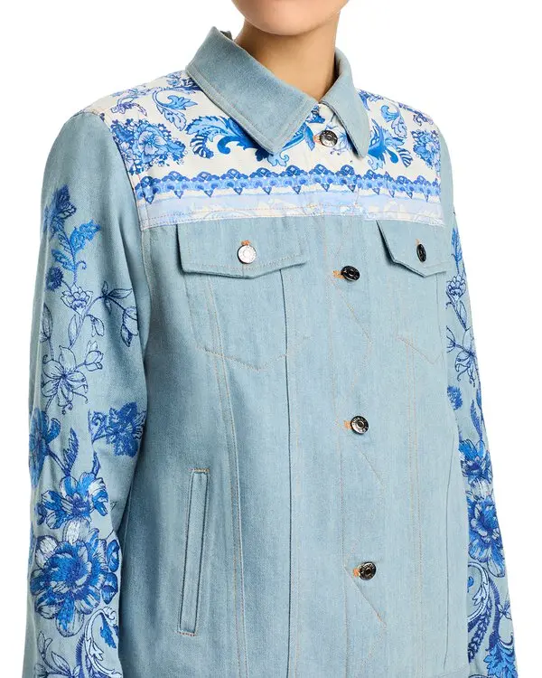 Johnny Was Embroidered Denim Jacket