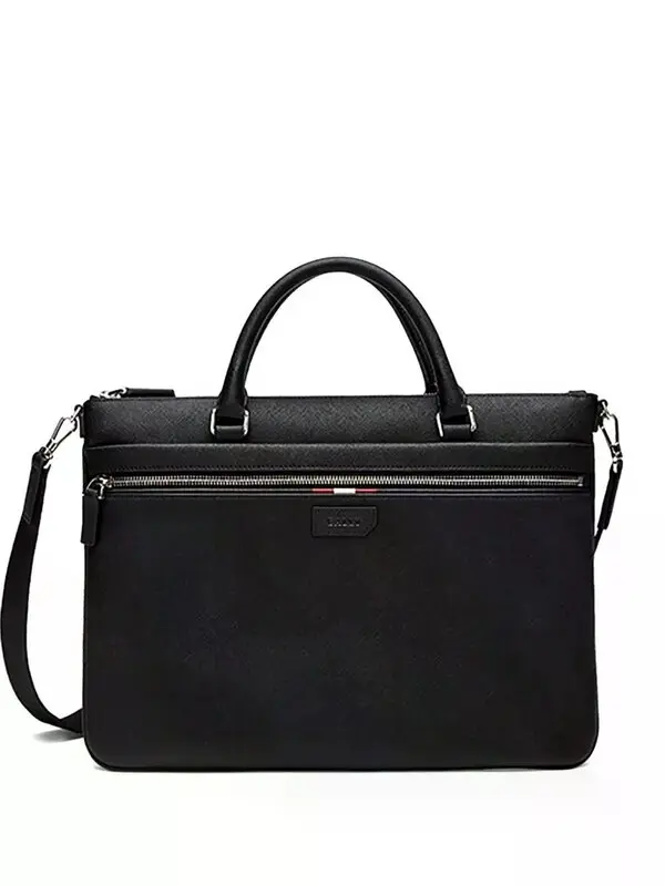 Bally Embossed Leather Briefcase - Black