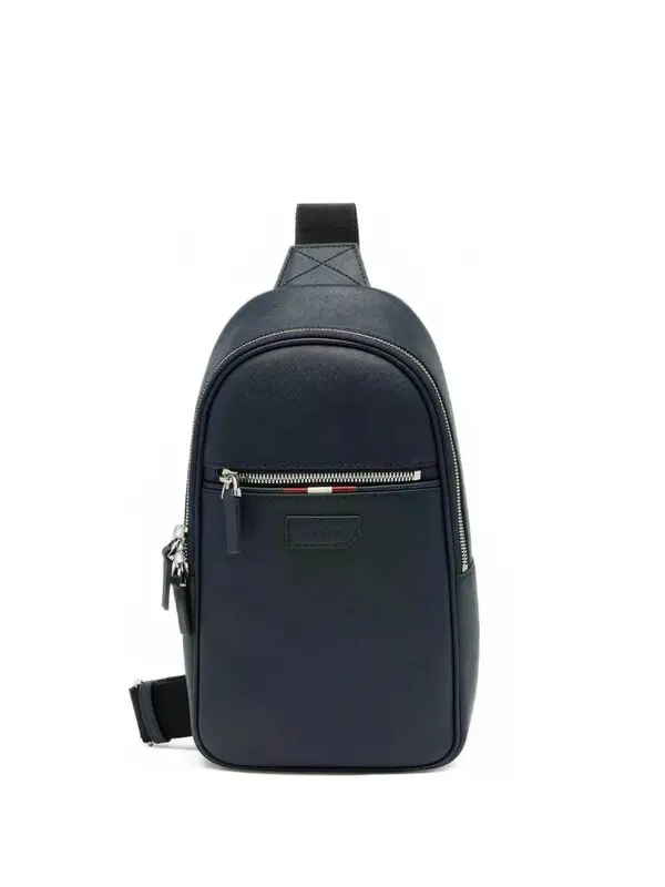 Bally Phil Zip Leather Sling Bag - Blue