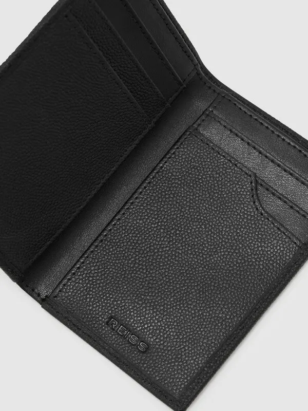 REISS Hunter Harvey Grained Leather Slim Billfold Cardholder