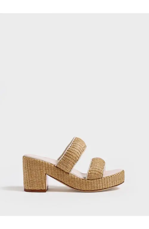 Marion Parke Amelia Platform Nappa/raffia Sandal - Ivory