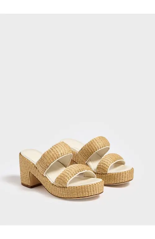Marion Parke Amelia Platform Nappa/raffia Sandal - Ivory