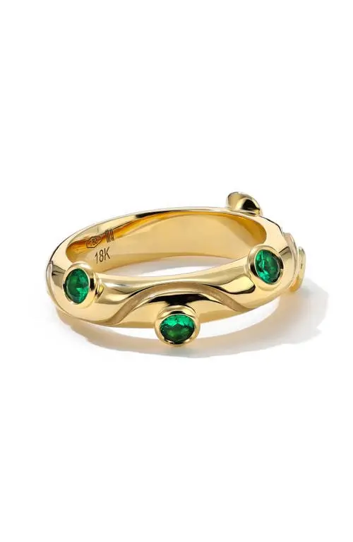 MARK HENRY Riva Crest Ring In 18k Gold With Emeralds - Emerald