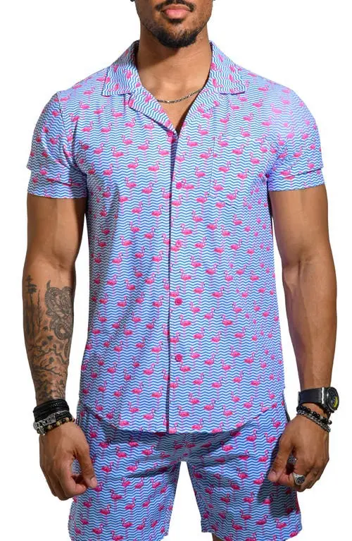 MACEOO Beachflamingo Cotton Camp Shirt