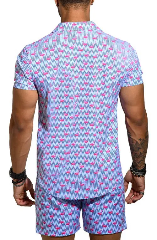 MACEOO Beachflamingo Cotton Camp Shirt