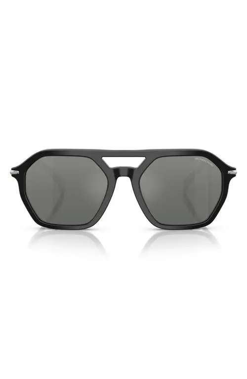 Michael Kors 57mm Pilot Sunglasses - Black/silver Flash Gradient