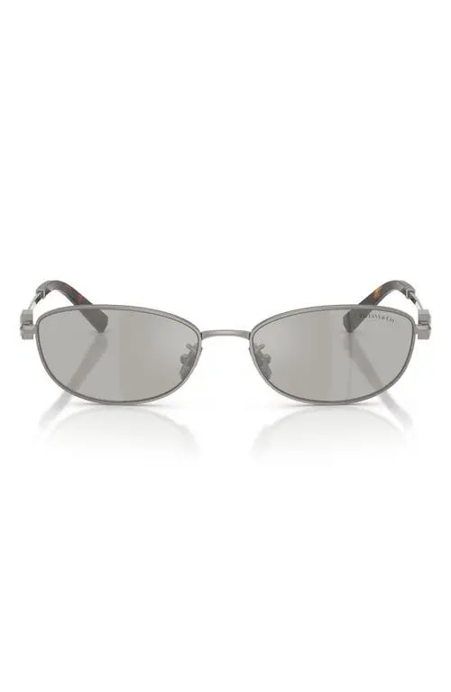 Tiffany & Co. 56mm Oval Sunglasses - Gunmetal/grey Mirror Silver
