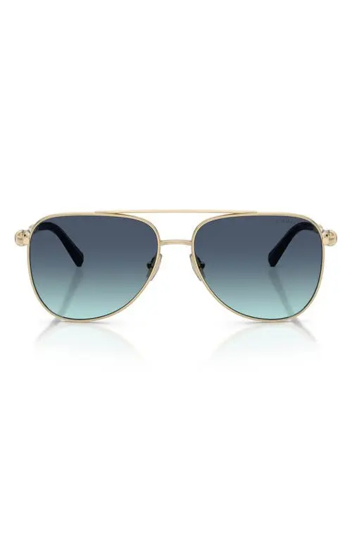 Tiffany & Co. 59mm Pilot Sunglasses - Pale Gold/azure Gradient Blue