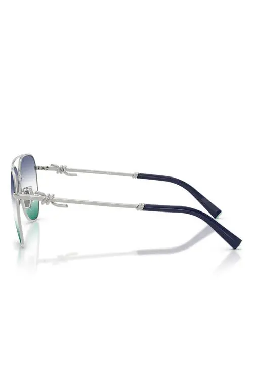 Tiffany & Co. 59mm Pilot Sunglasses - Silver/gradient Green Blue