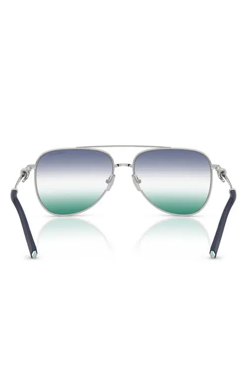 Tiffany & Co. 59mm Pilot Sunglasses - Silver/gradient Green Blue