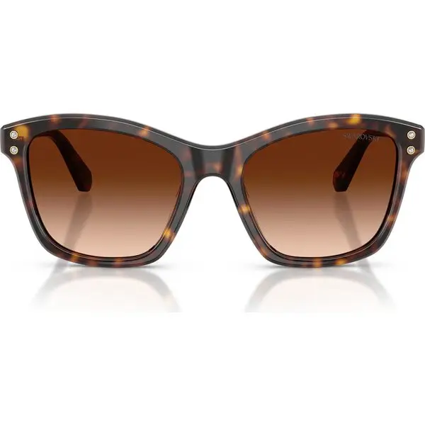 SWAROVSKI 54mm Embellished Square Sunglasses - Havana/gradient Brown
