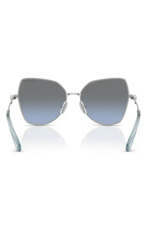 SWAROVSKI 58mm Butterfly Sunglasses - Silver/blue Gradient Grey