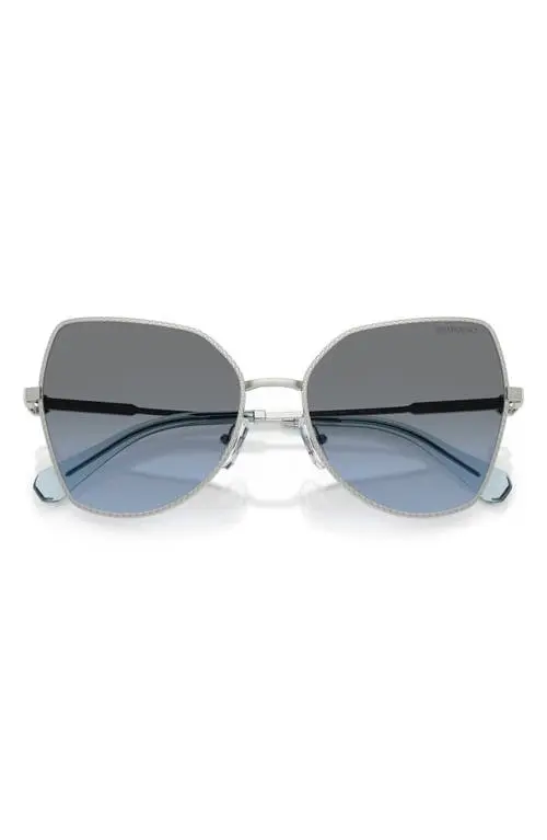 SWAROVSKI 58mm Butterfly Sunglasses - Silver/blue Gradient Grey