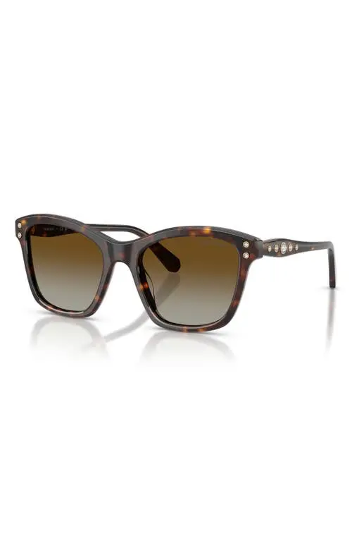 SWAROVSKI 54mm Gradient Polarized Square Sunglasses - Havana/polar Brown Gradient