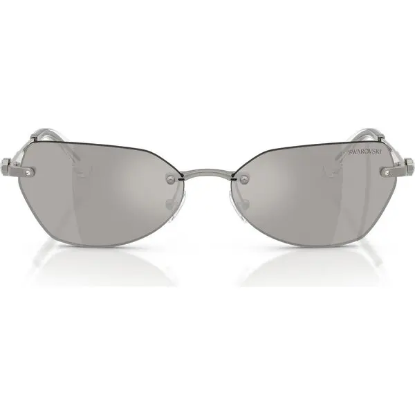SWAROVSKI 58mm Irregular Sunglasses - Gunmetal/grey Mirror Silver