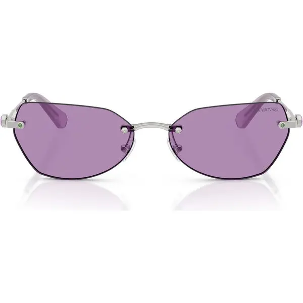 SWAROVSKI 58mm Irregular Sunglasses - Silver/violet