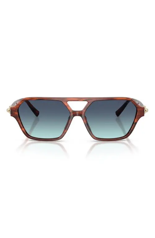Tiffany & Co. 58mm Square Sunglasses - Ruby Striped Havana/azure