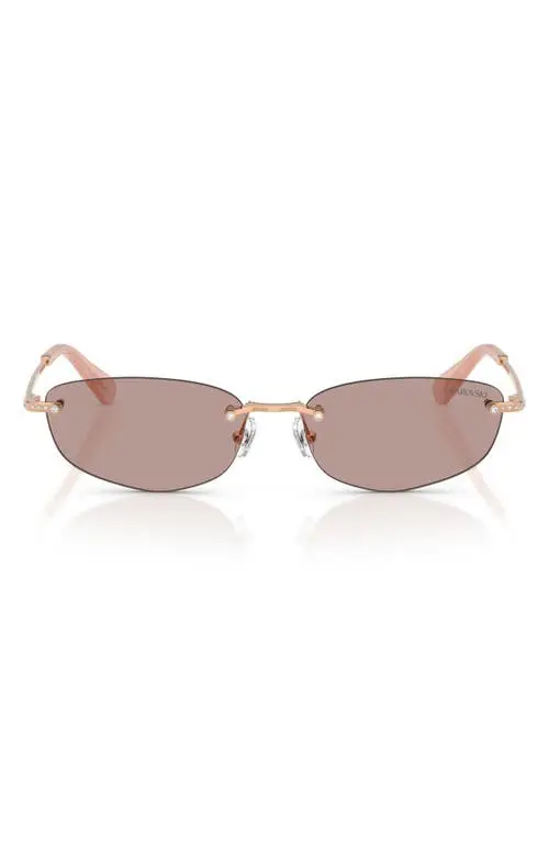 SWAROVSKI 57mm Irregular Sunglasses - Rose Gold/light Purple Brown