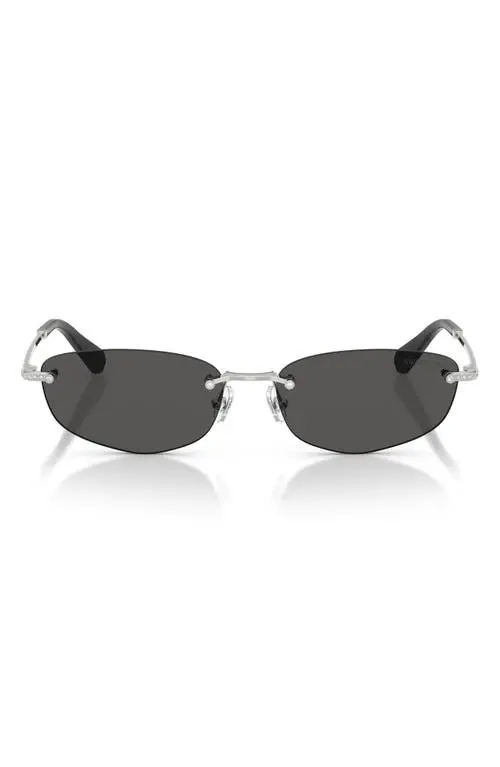 SWAROVSKI 57mm Irregular Sunglasses - Silver/dark Grey