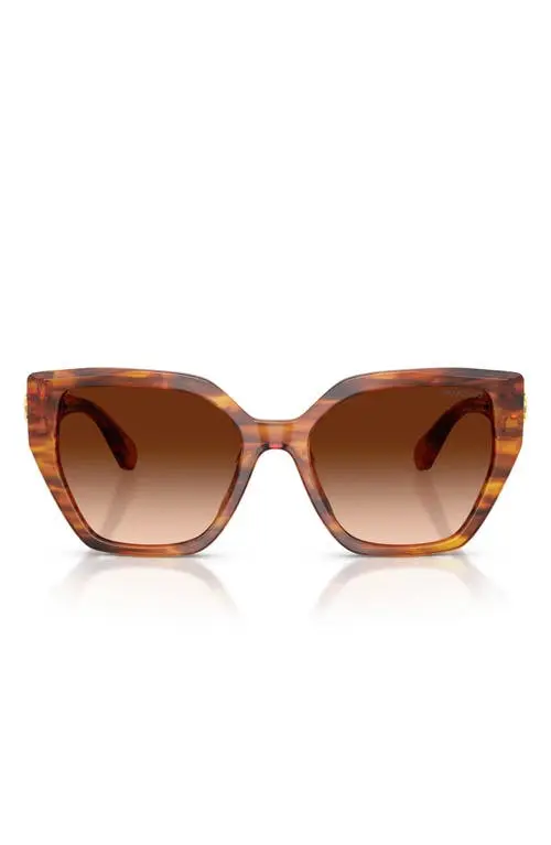 SWAROVSKI 56mm Irregular Sunglasses - Striped Brown/brown Gradient