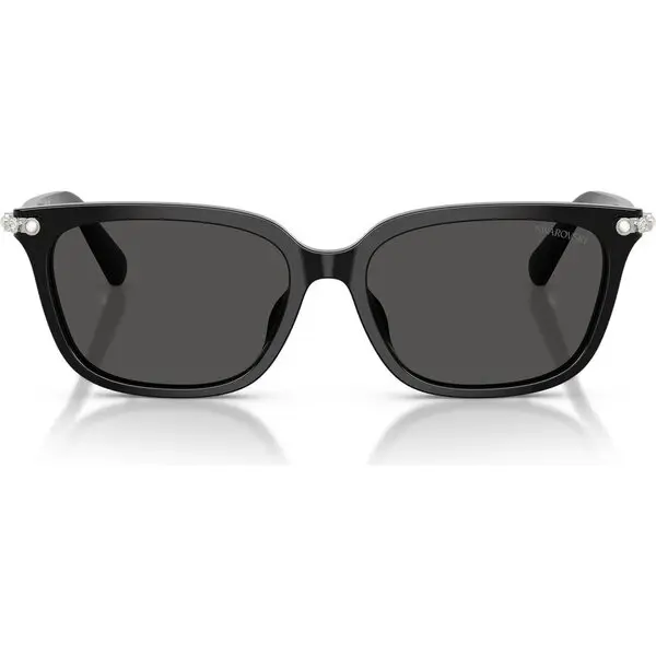 SWAROVSKI 56mm Pillow Sunglasses - Black/dark Grey