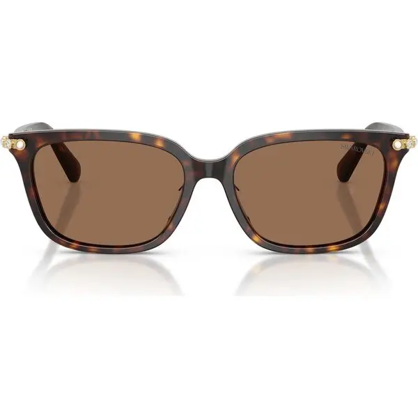 SWAROVSKI 56mm Pillow Sunglasses - Havana/dark Brown
