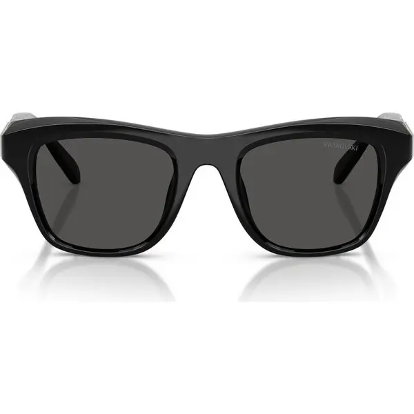 SWAROVSKI 50mm Square Sunglasses - Black/dark Grey