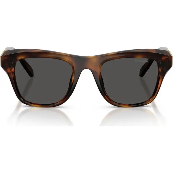 SWAROVSKI 50mm Square Sunglasses - Havana/dark Grey