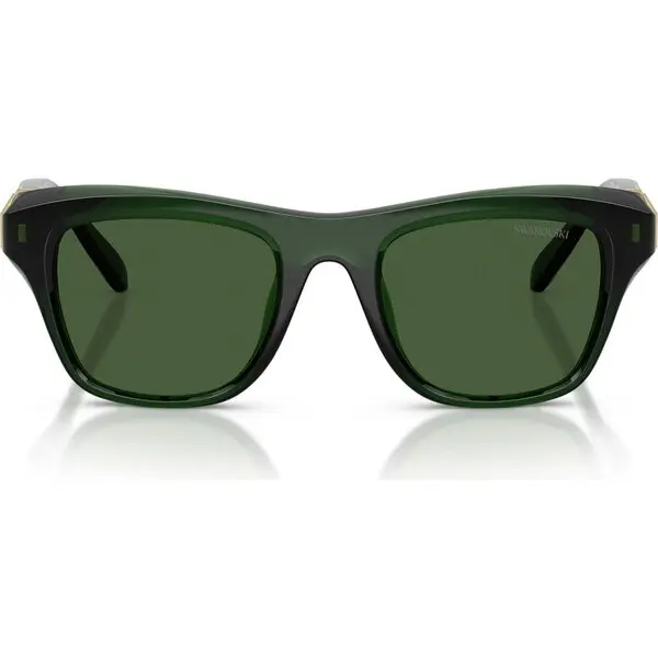 SWAROVSKI 50mm Square Sunglasses - Milky Dark Green/dark Green