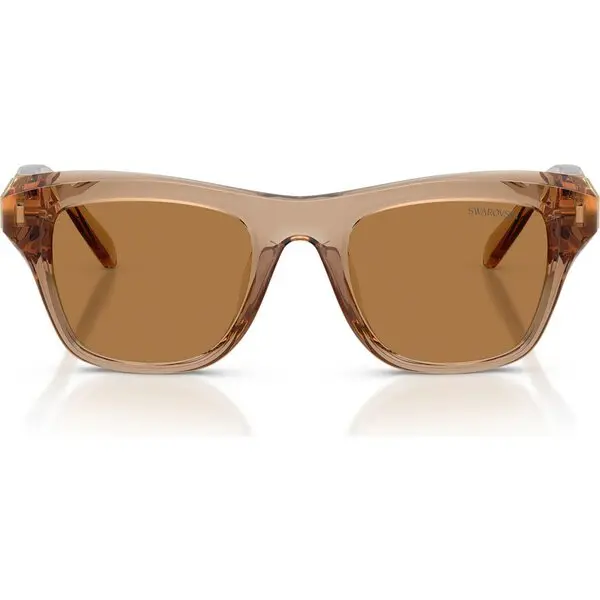 SWAROVSKI 50mm Square Sunglasses - Transparent Beige/bronze