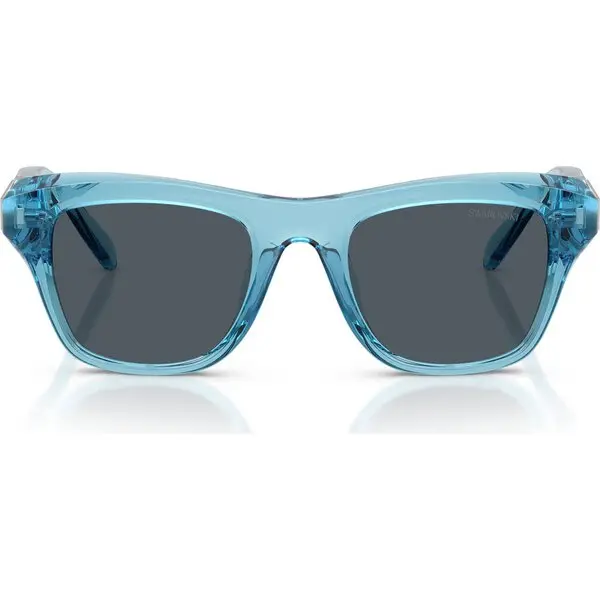 SWAROVSKI 50mm Square Sunglasses - Transparent Blue/grey