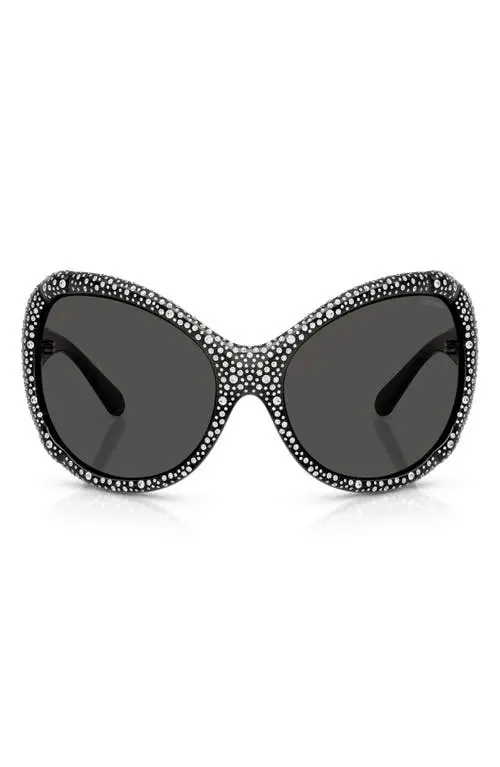 SWAROVSKI 72mm Butterfly Sunglasses - Dark Grey/dark Grey