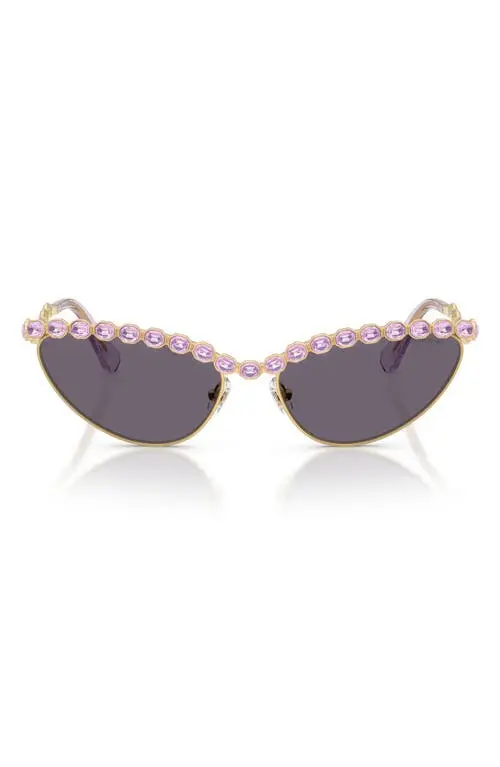 SWAROVSKI 59mm Cat Eye Sunglasses - Gold/violet