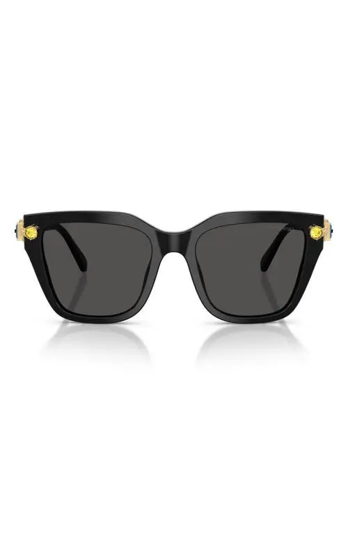 SWAROVSKI 53mm Irregular Sunglasses - Black/dark Grey