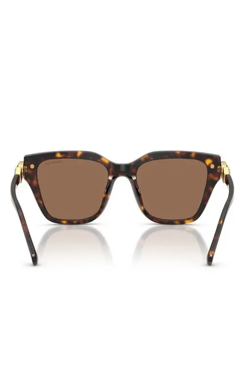 SWAROVSKI 53mm Irregular Sunglasses - Havana/dark Brown