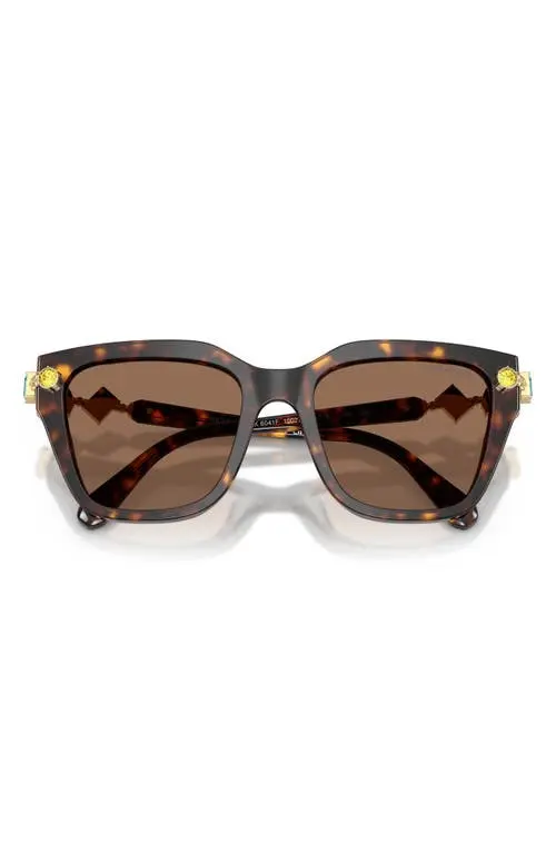 SWAROVSKI 53mm Irregular Sunglasses - Havana/dark Brown