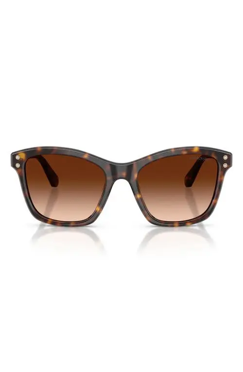 SWAROVSKI 54mm Embellished Square Sunglasses - Havana/gradient Brown