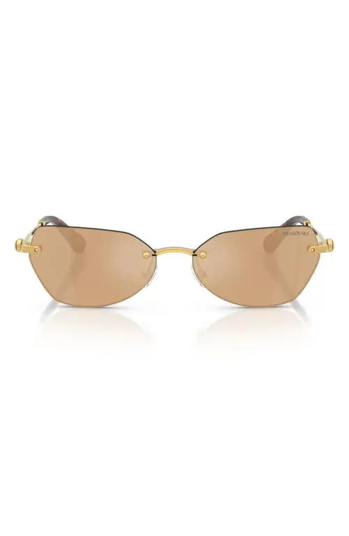 SWAROVSKI 58mm Mirrored Irregular Sunglasses - Gold/brown Mirror Rose Gold