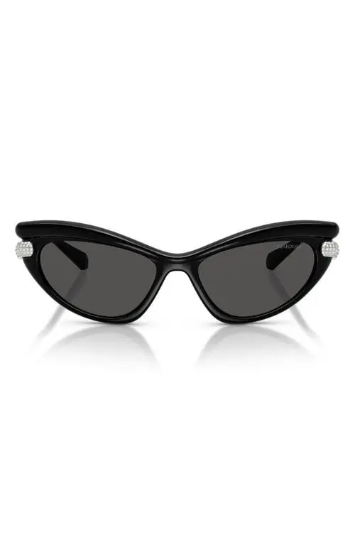 SWAROVSKI Cat Eye Sunglasses - Black/dark Grey
