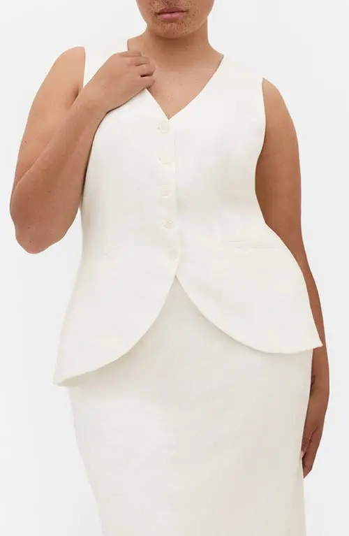 City Chic Devienne Linen Blend Vest - Ivory
