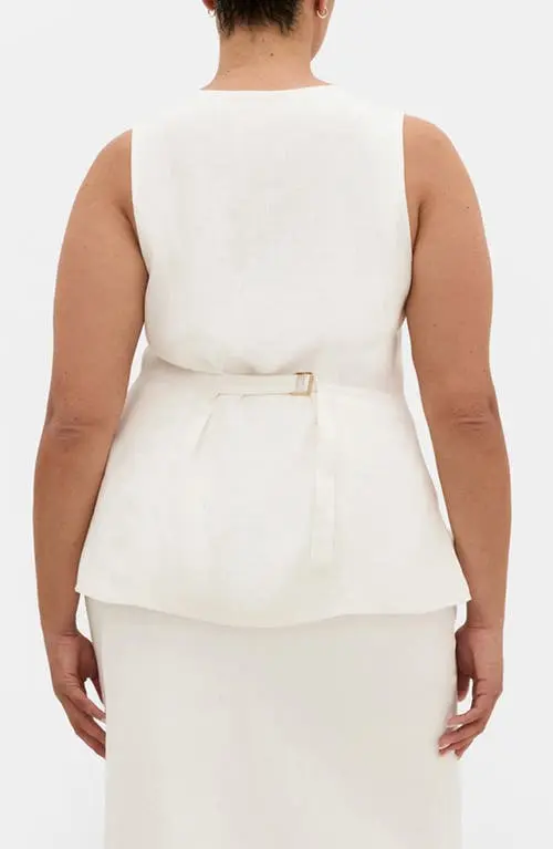 City Chic Devienne Linen Blend Vest - Ivory