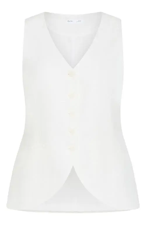 City Chic Devienne Linen Blend Vest - Ivory