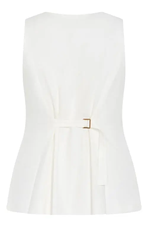 City Chic Devienne Linen Blend Vest - Ivory