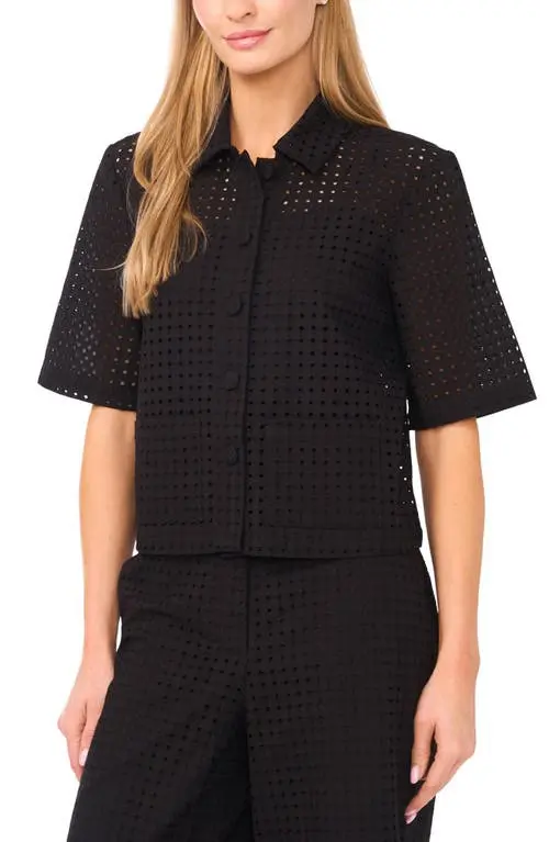 Halogen Eyelet Embroidery Woven Shirt - Rich Black